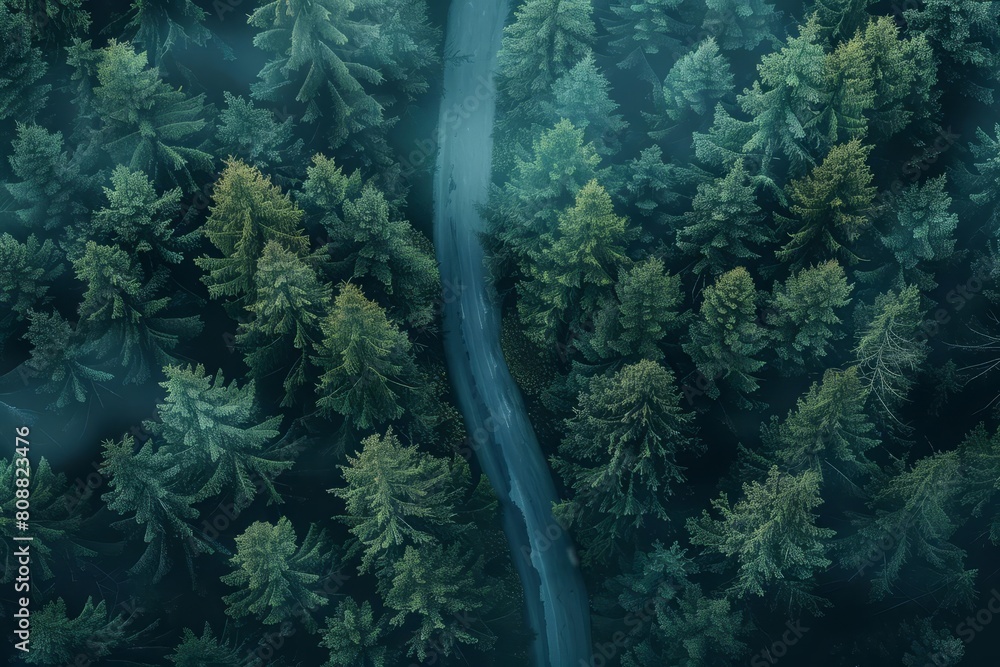 Top view of dark green forest landscape wallpaper art Aerial nature ...
