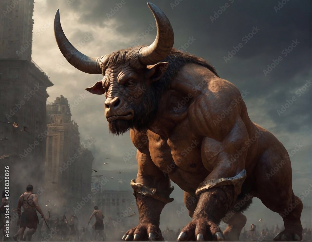 The ancient Greek mythological character Minotaur is a half-man, half ...