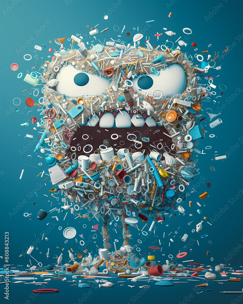 cartoon of an angry microplastic collection Stock Illustration | Adobe ...