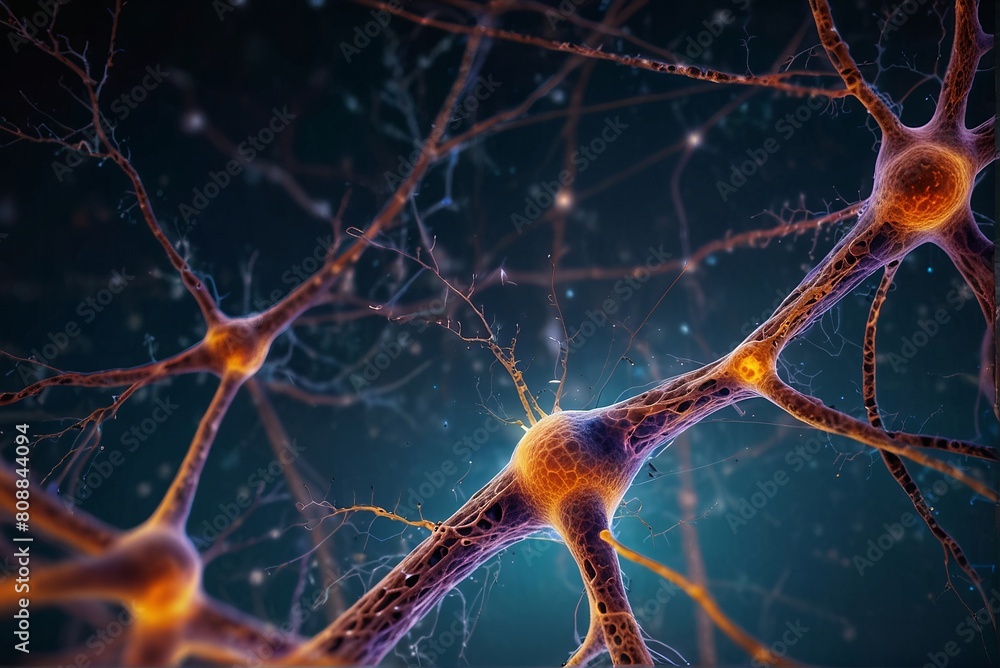 Visualization of nerve cells, transmission of electrical impulses ...
