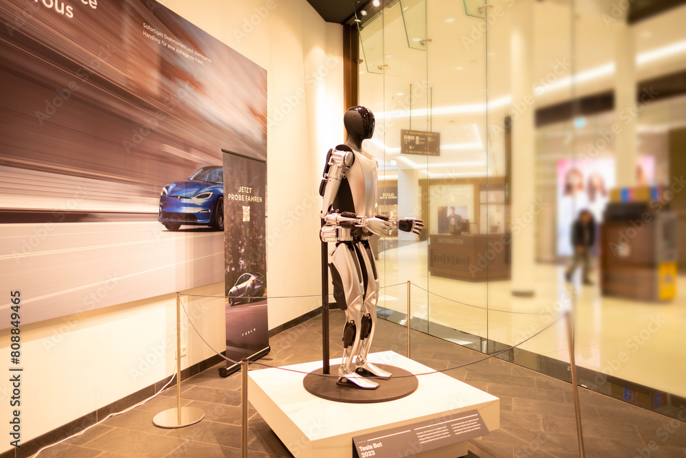 futuristic humanoid robot named Tesla Bot Optimus, designed by Tesla ...