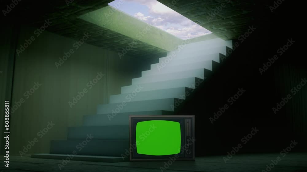 Vidéo Stock Green Screen TV Celestial Stairway Sky Clouds Vintage ...