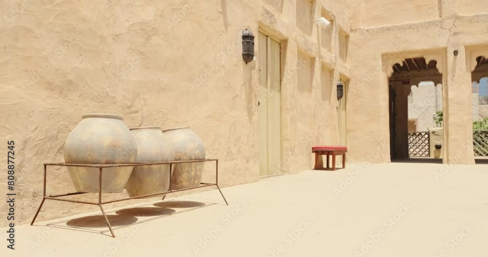 Large Antique Traditional Clay Jars and Pots Standing in Row. Huge Clay ...
