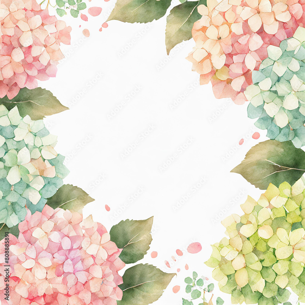 Watercolor hydrangea flower frame border background Stock Illustration ...