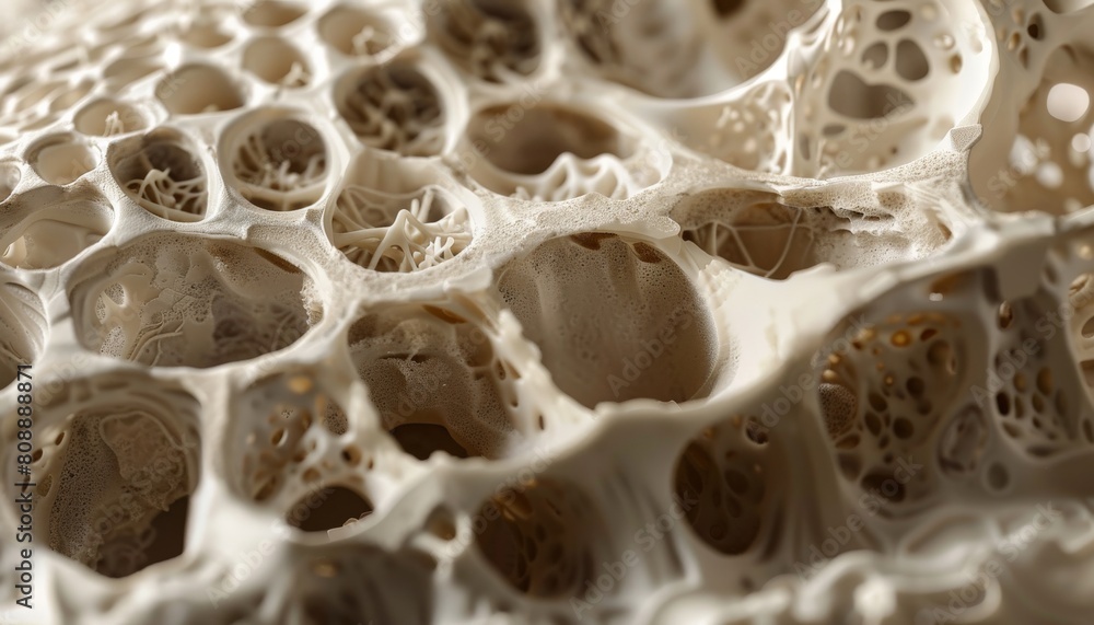 A detailed crosssection of a bioengineered bone graft, showcasing its ...
