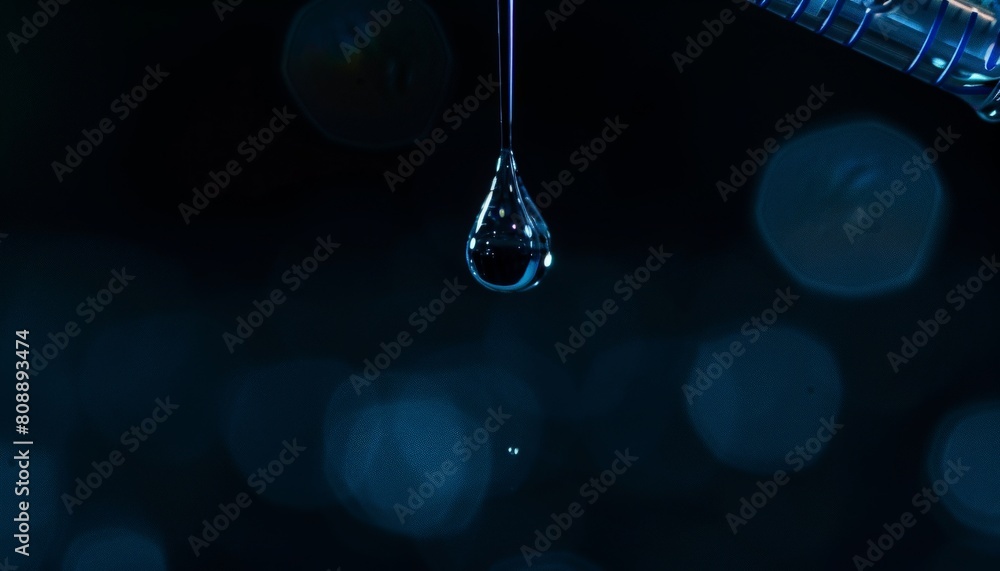 A single drop of royal blue liquid dripping from a cracked, ancient ...