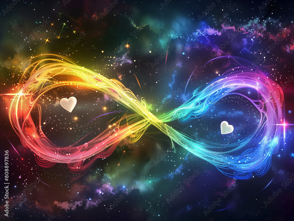Cosmic Harmony:rainbow Infinity symbol with heart of Radiant Energy ...