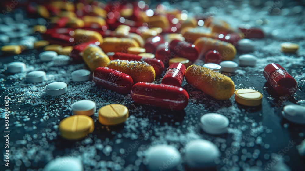 Pills, prohibited substances, addiction, say no to drugs. Stock ...