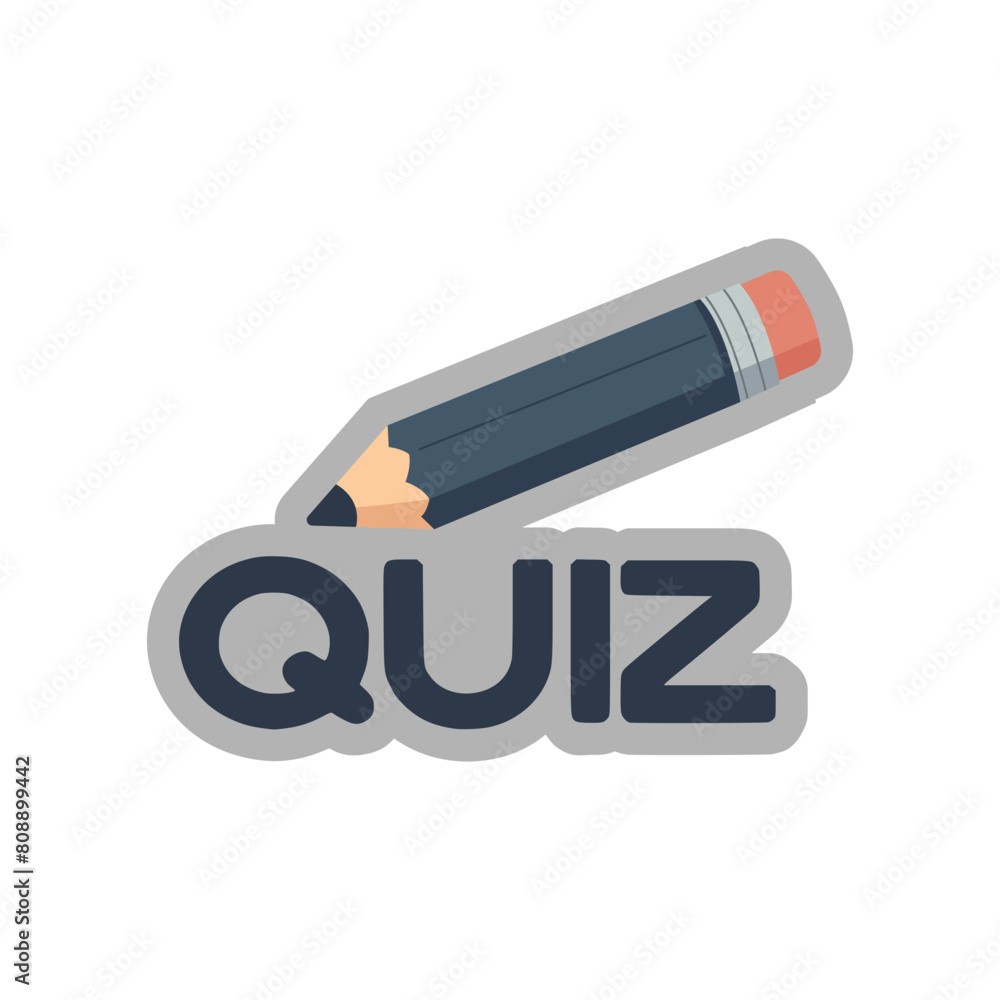 quiz for student with pencil sticker label vector illustration template ...