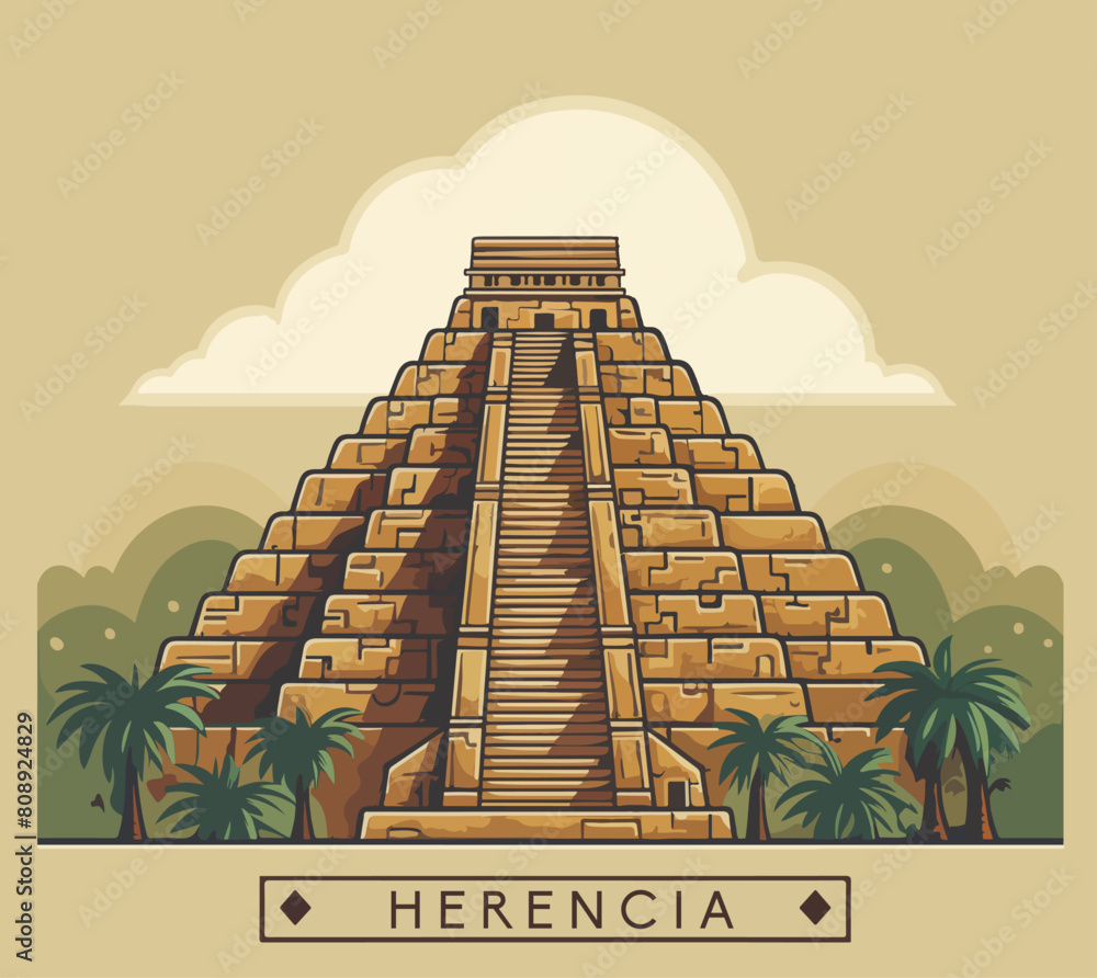 Aztec Pyramid Vector Icon Mexico Symbol. Vector illustration of ...