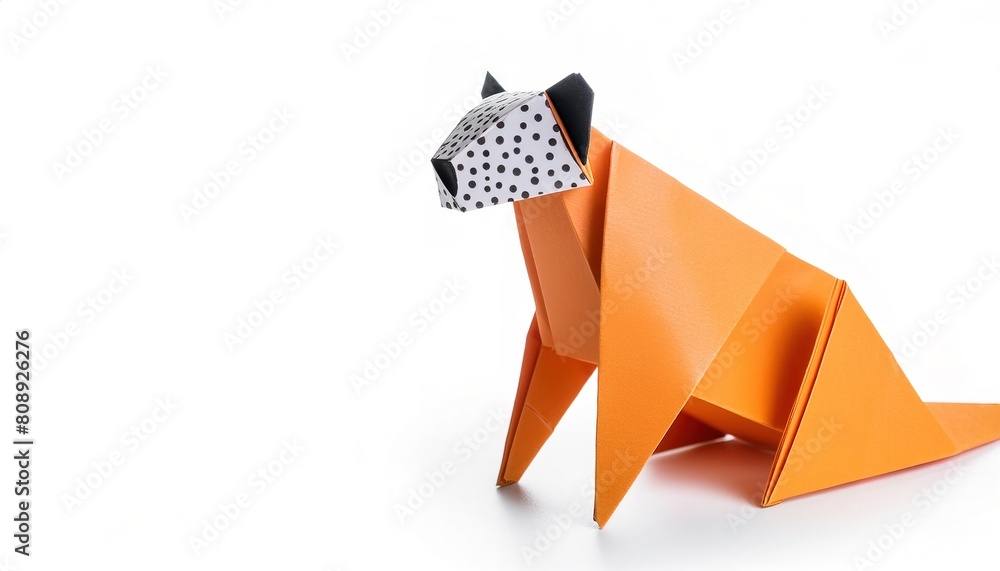 Animal concept origami isolated on white background of a cheetah ...