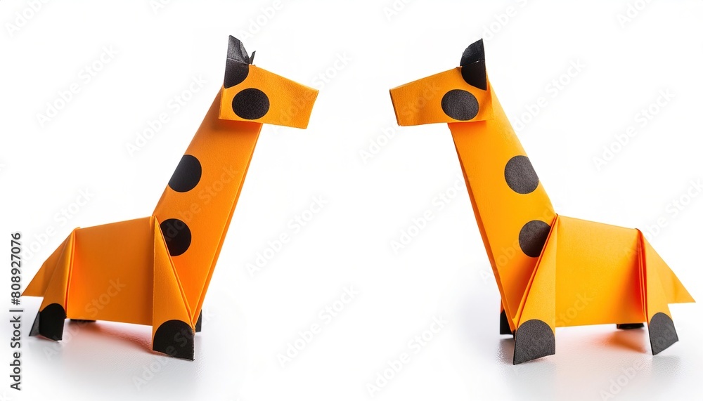 Animal concept paper origami isolated on white background of a giraffe ...