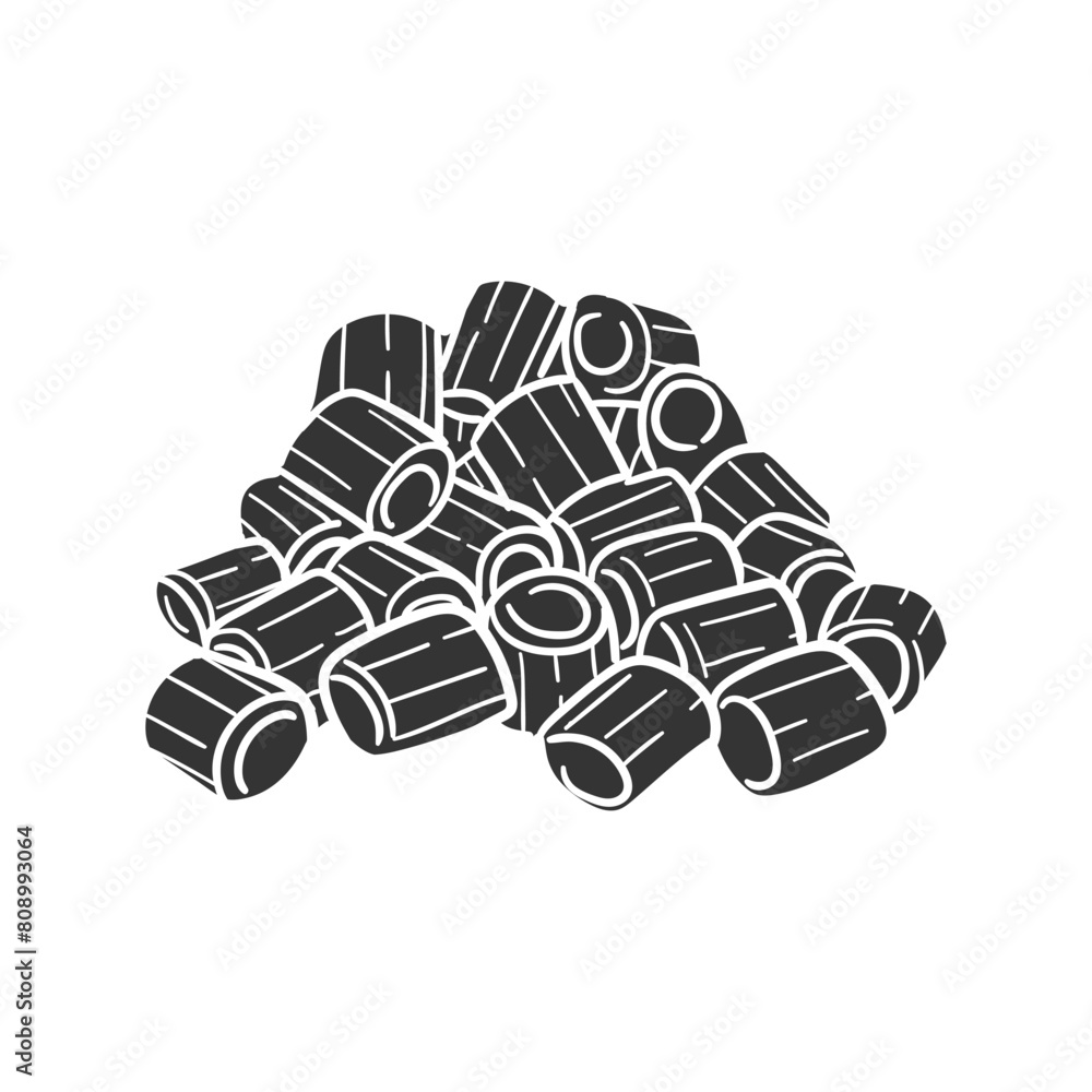 Rigatoni Icon Silhouette Illustration. Italian Pasta Vector Graphic ...