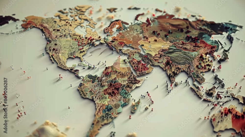 Interactive World Population Map, Close-up on an animated population ...