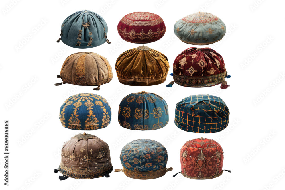 Collection of vintage head ottoman hat isolated on transparent ...