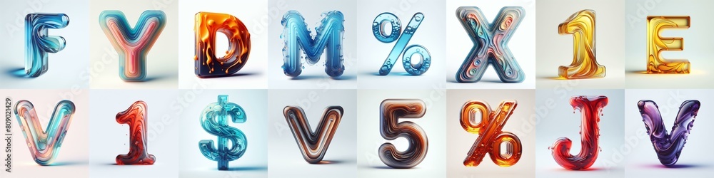glass 3D Lettering Typeface. AI generated illustration Stock ...