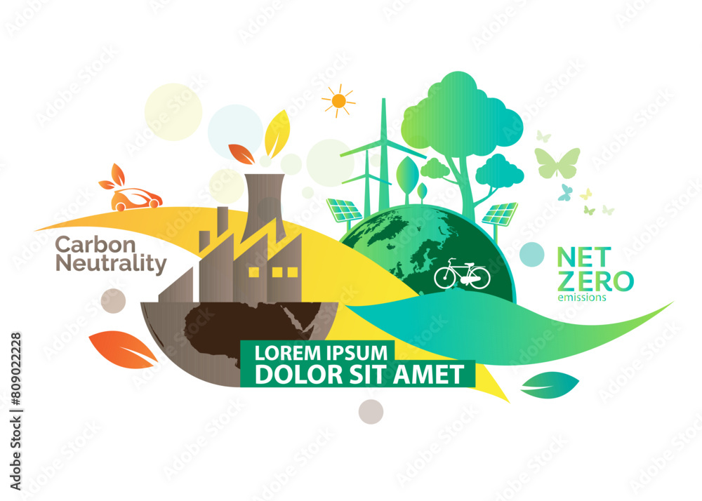 Net zero and carbon neutral concept , Carbon Neutrality Stock Vector ...