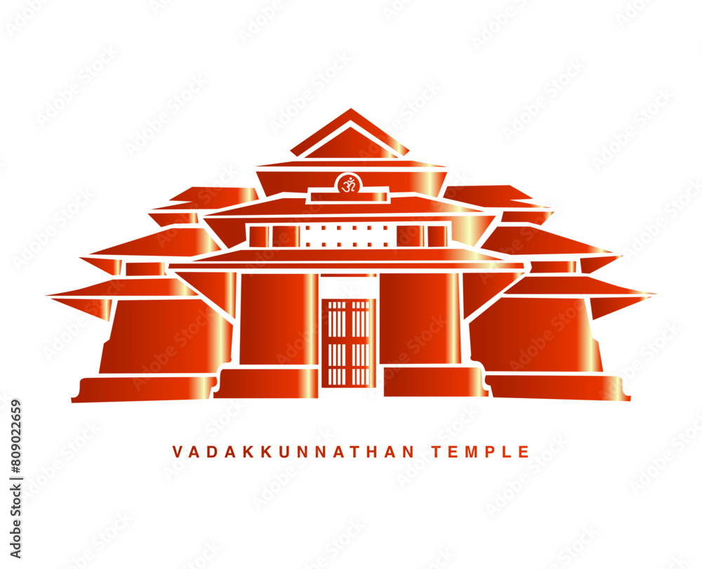 Sri Vadakkunnathan Temple, Thrissur vector icon. Lord Vadakkunnathan ...