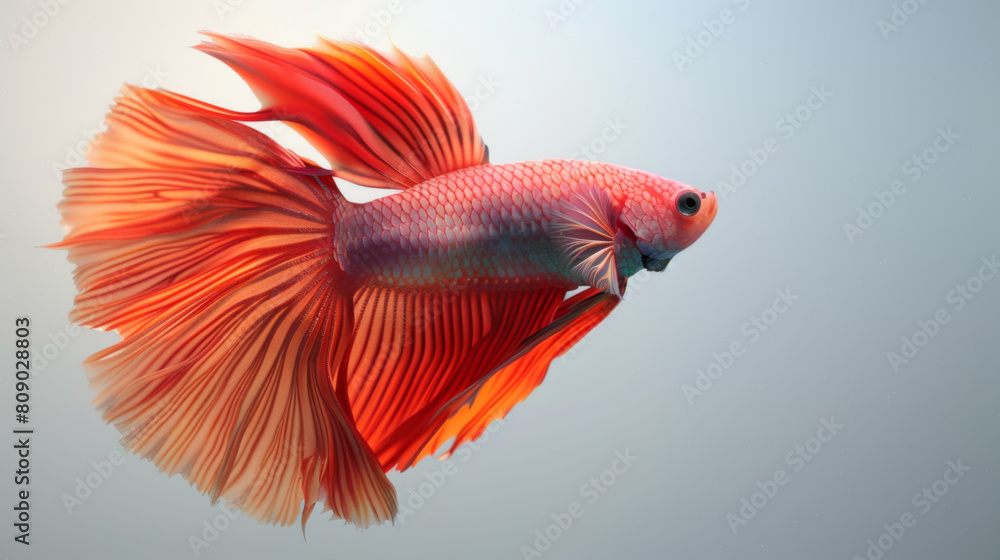Vibrant red betta fish with flowing fins and scales, showcasing the ...