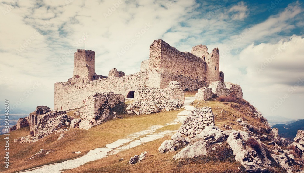 castle ruins, featuring the rugged beauty of crumbling walls and moss ...