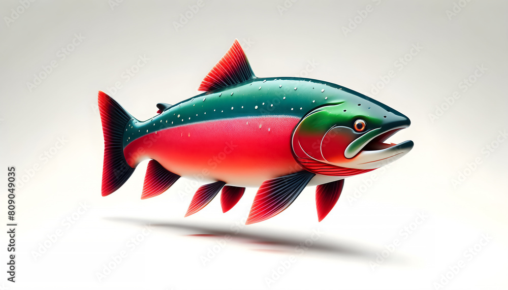 3D Caricature of Coho Salmon in Spawning Colors, Coho Salmon 3D ...