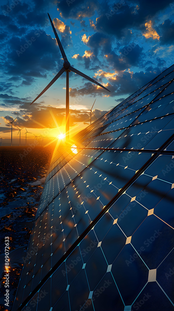 Renewable energy icons: Solar panel and wind turbine in realistic ...