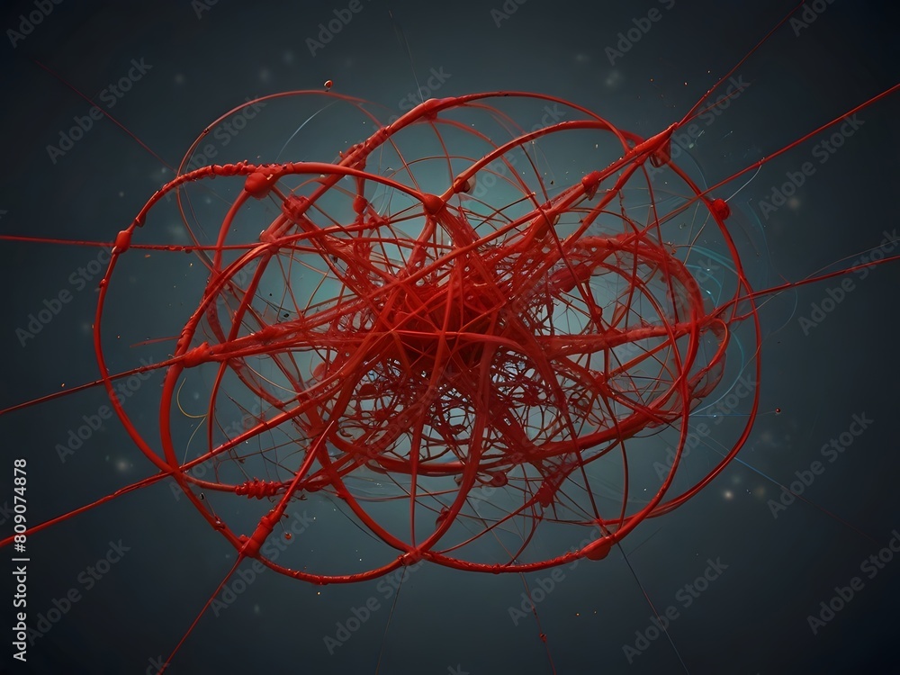 Red String Theory Visualize A Complex Network Of Red Lines And Threads Intertwined And