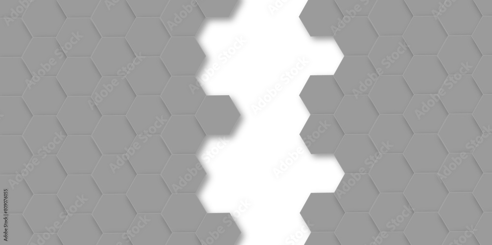 Abstract white and gray with hexagon and hexagonal background. Luxury grey pattern with hexagons ...