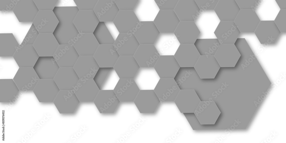 Abstract white and gray with hexagon and hexagonal background. Luxury grey pattern with hexagons ...