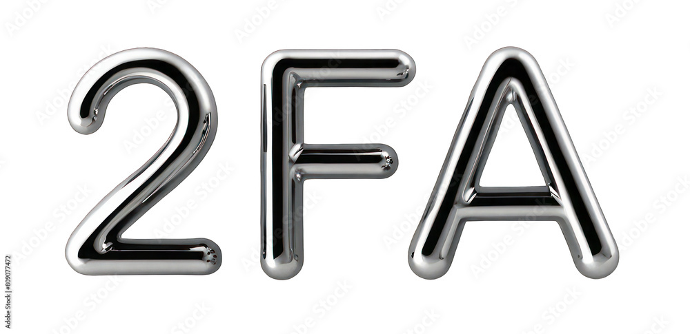 3d Volumetric Chrome Inscription 2fa Two Factor Authentication Information Protection Concept