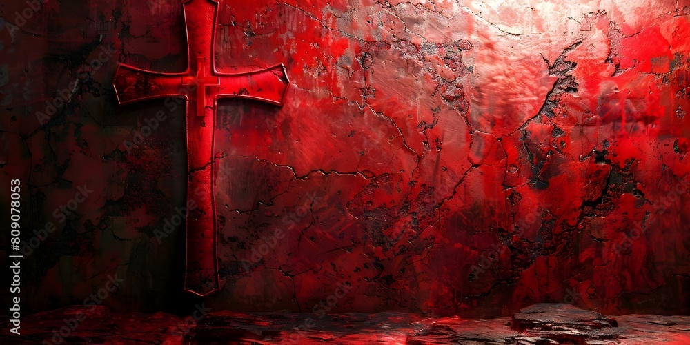 Red stone background with Christian cross space for text Ideal for ...