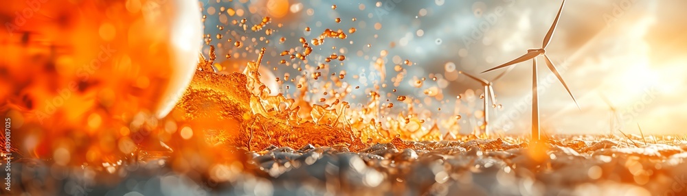 Artistic representation of renewable energy technologies harnessing ...