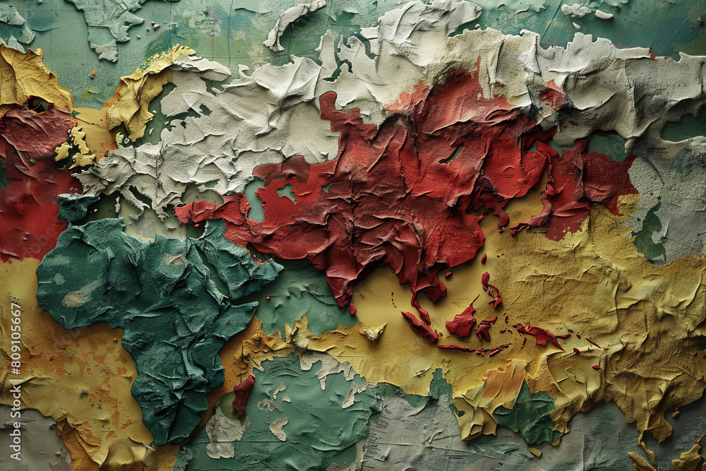 Visualizing Dictatorship's Impact. Map of earth with paint boundary ...