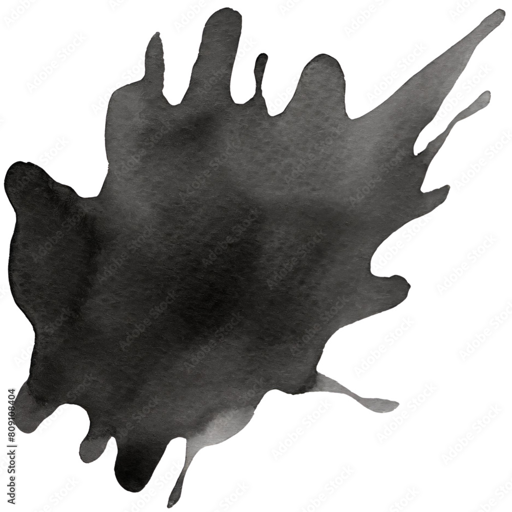 Black watercolor ink splash clipart illustration Stock Illustration ...