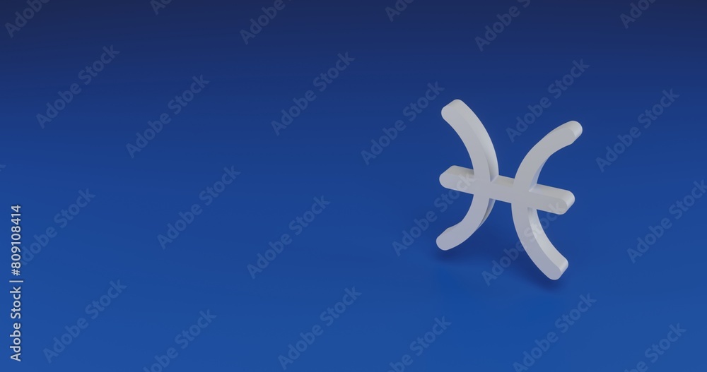 Isolated realistic white zodiac pisces symbol with shadow. Located on ...