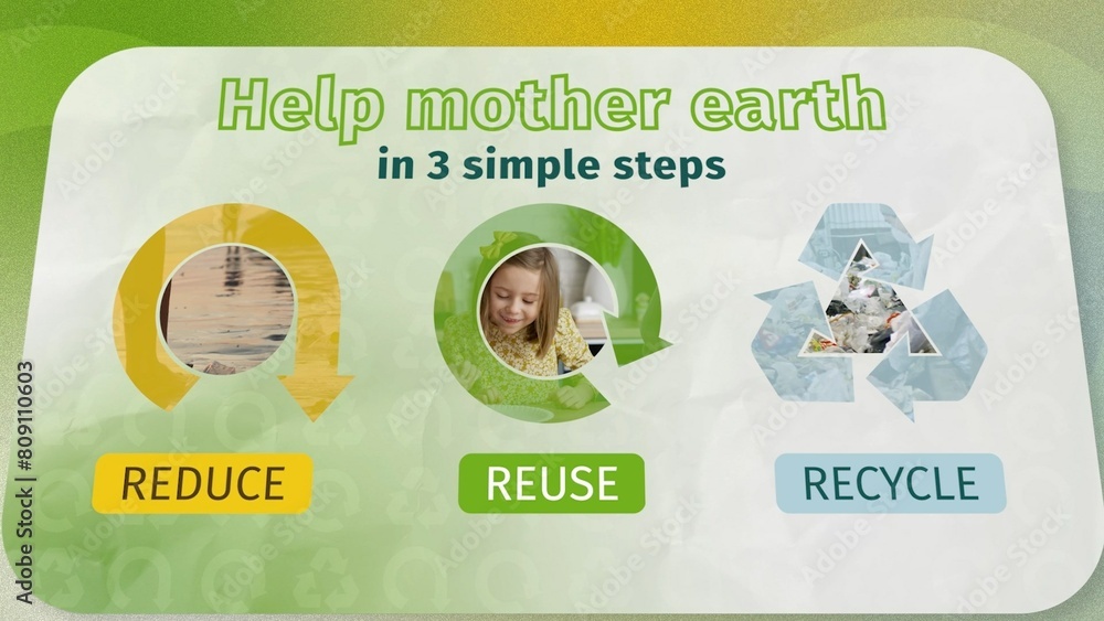 Reduce Reuse Recycle Title Intro Template Stock Template | Adobe Stock