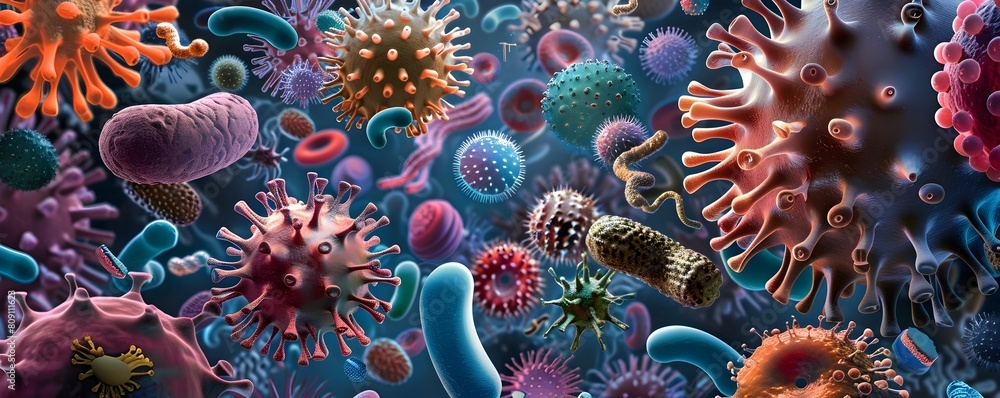 Highly Magnified Ominous Depictions of Bacteria Viruses and Parasites ...
