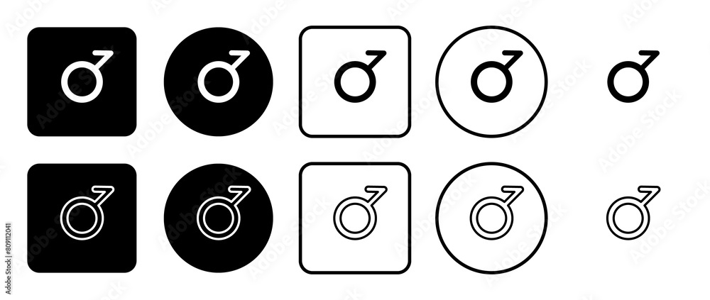 Icon set of demiboy symbol. Filled, outline, black and white icons set, flat style. Illustration ...