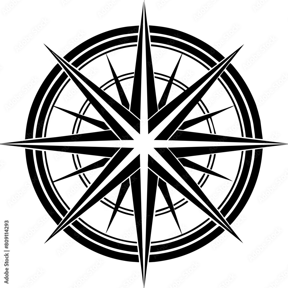 Compass Navigation icon, SVG Compass Navigation outline vector ...