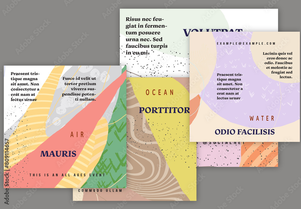 Social Media Square Post Layout Overlapping Blobs Textured With Spots ...