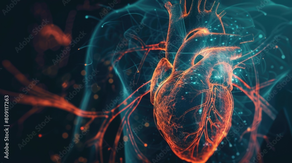 Xray film showcasing a detailed view of the human heart, highlighted ...