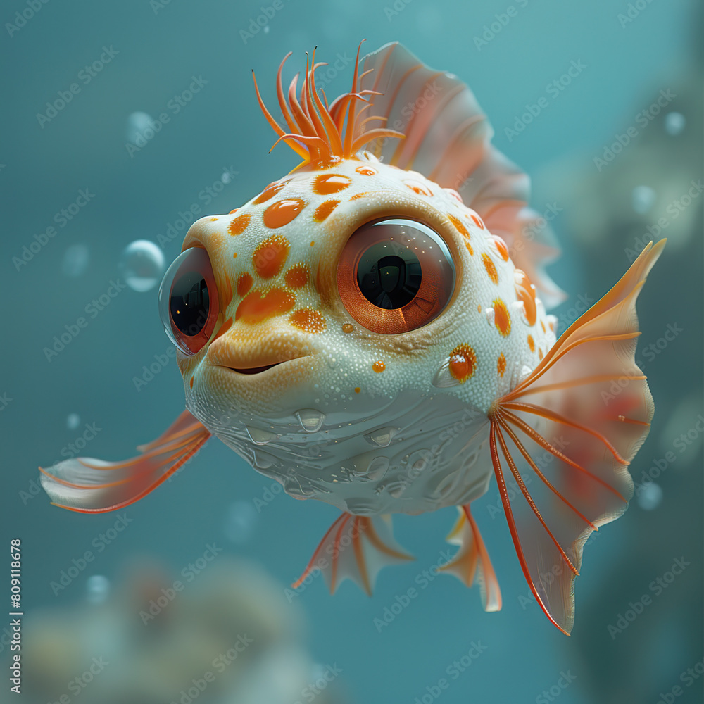 fish, 3D, illustration, children, underwater, ocean, sea, colorful ...