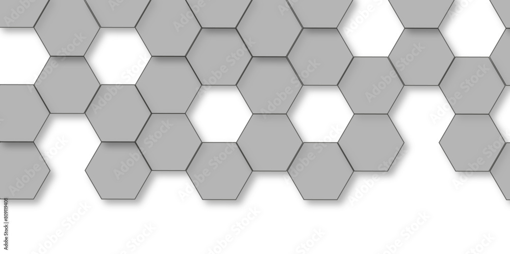 Abstract white and gray with hexagon and hexagonal background. Luxury grey pattern with hexagons ...