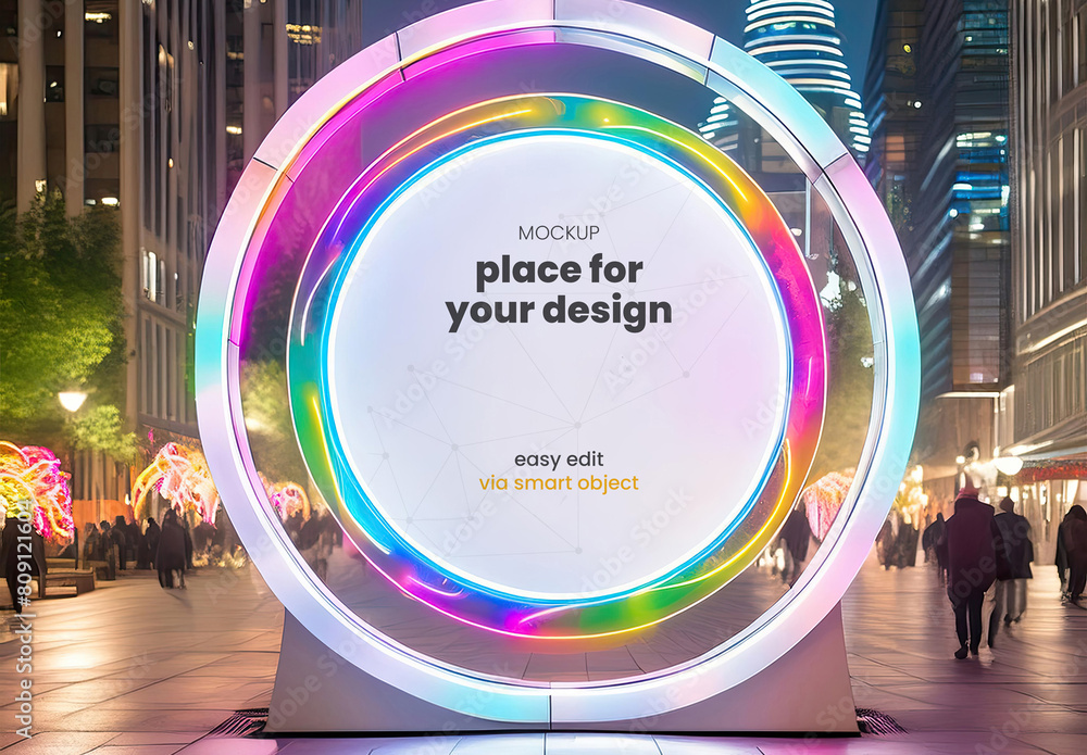 Colorful rounded futuristic billboard advertising mockup 01 Generative ...
