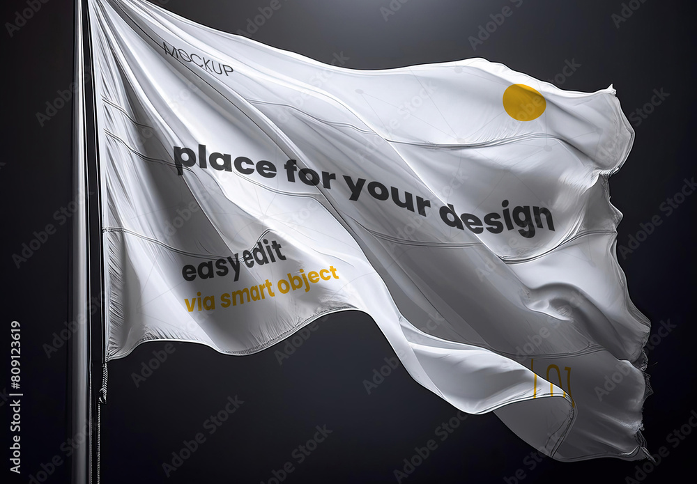 Dramatic Flag waving in dark background mockup 04 Generative Ai Stock ...