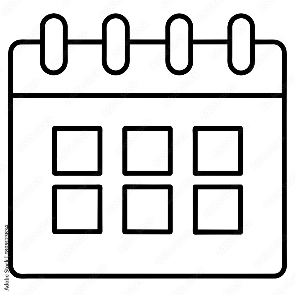 Vector Black and White Calendar Icon on White Background for Scheduling ...