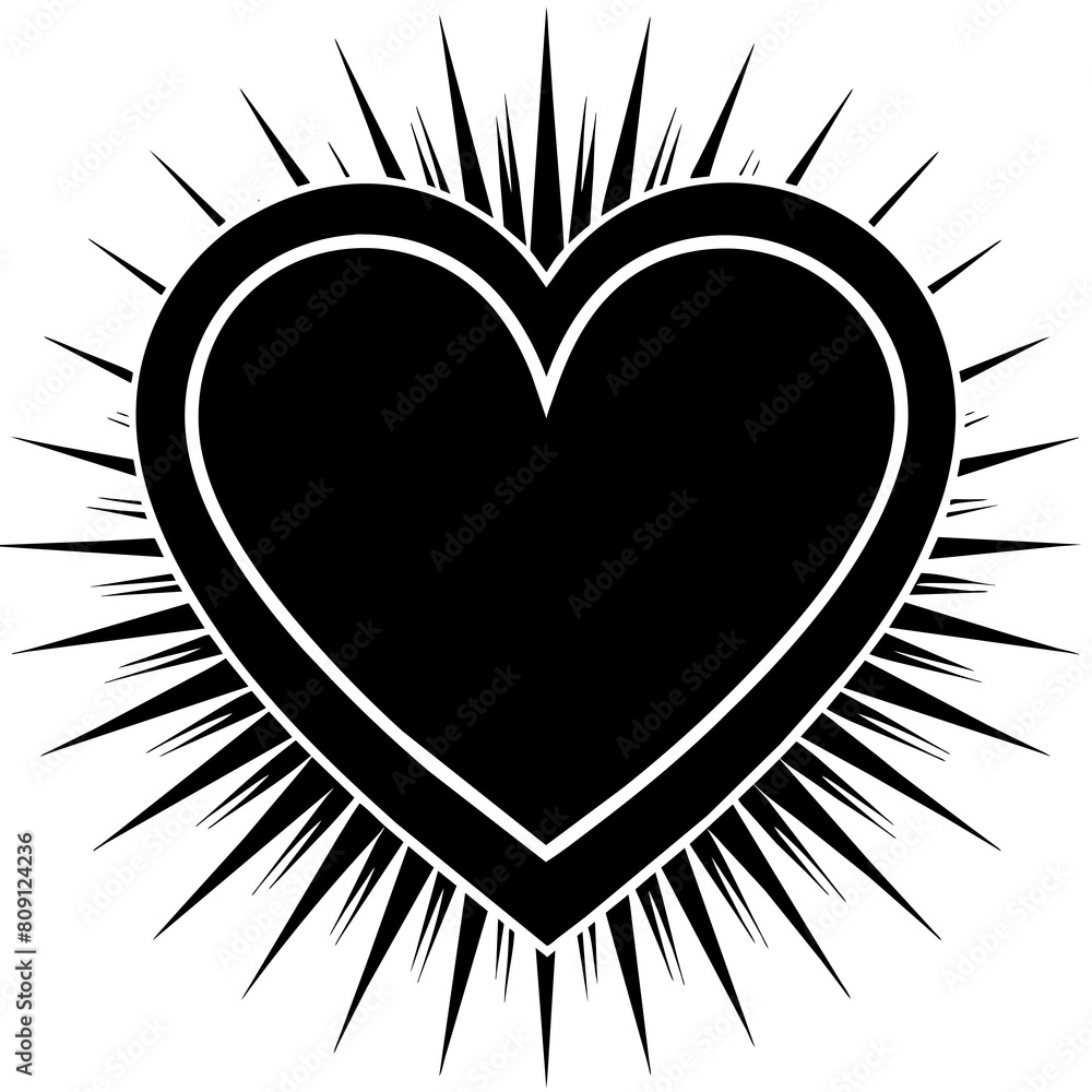 Vector Black and White Heart Symbol on White Background for Favorites ...