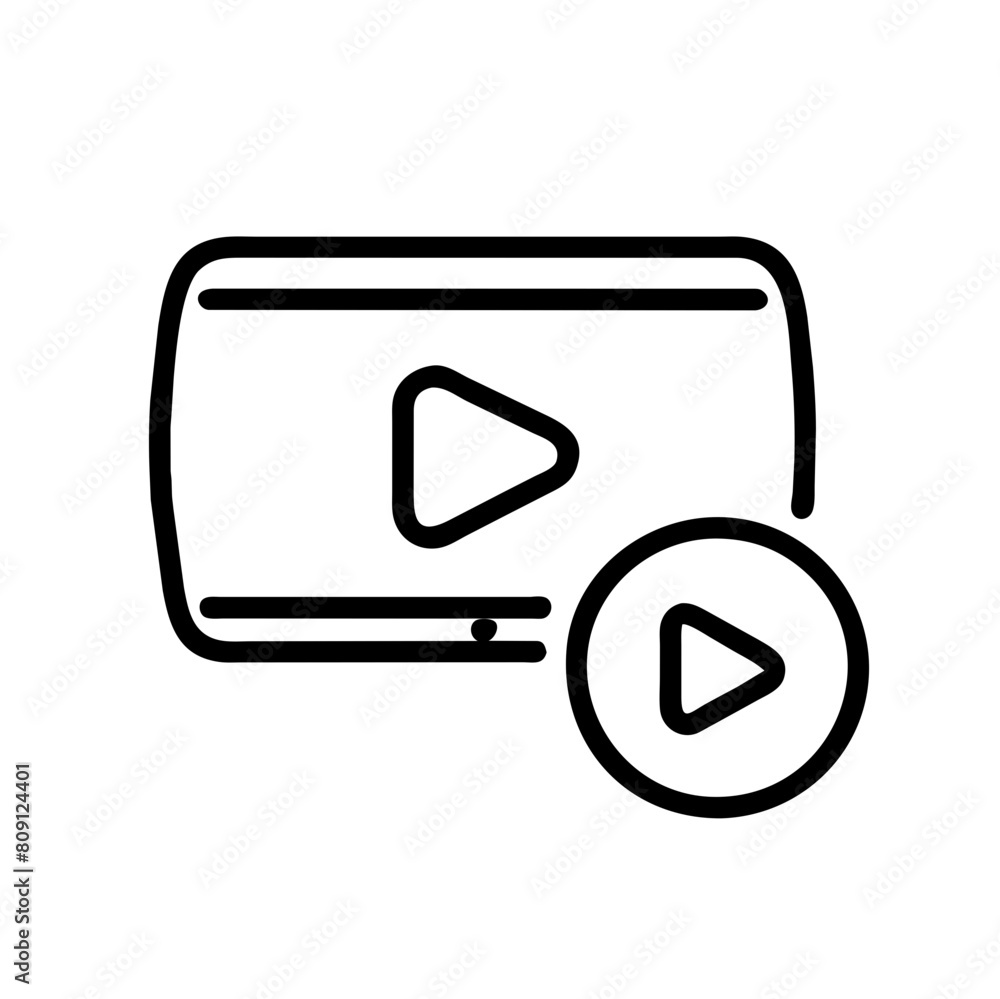 Vector Black and White Play Button for Multimedia or Video ...