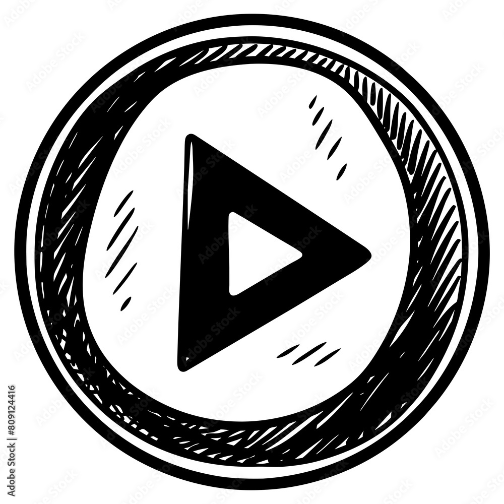Vector Black and White Play Button on White Background for Multimedia ...