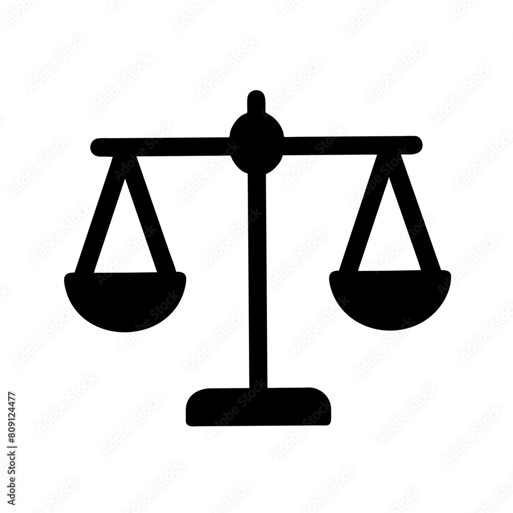 Vector Black and White Scales Icon for Balance or Comparison, Depicting ...